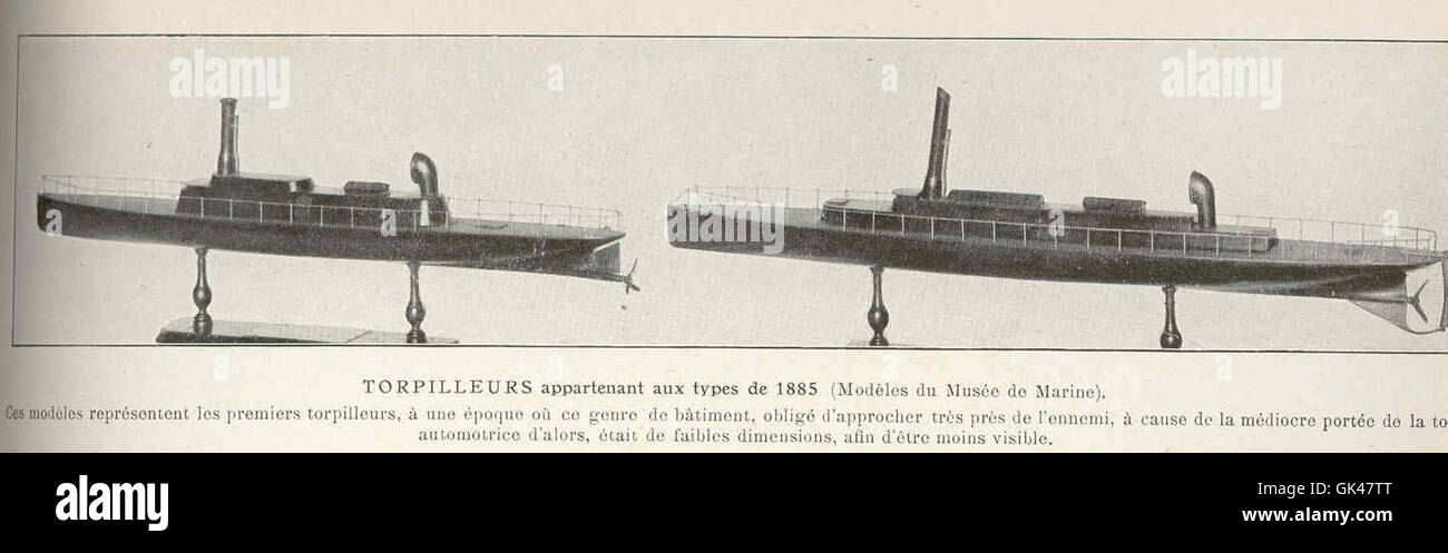 This image depicts French torpedo boats from the 1885 types, displayed ...
