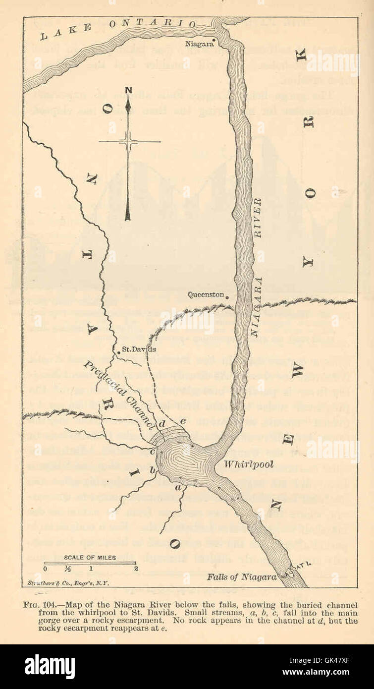 This map of the Niagara River below the falls illustrates the buried ...