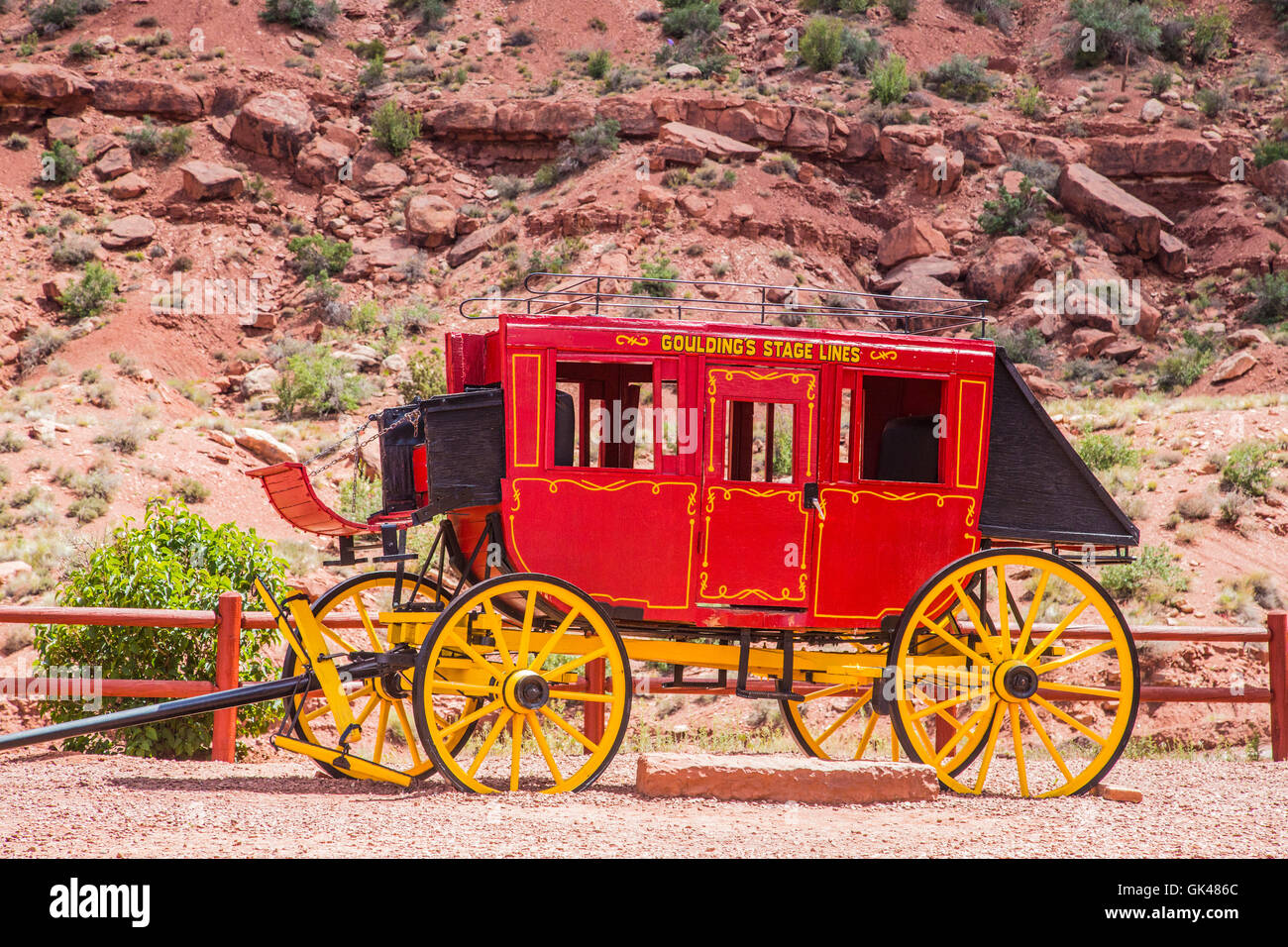 Monument Valley stop and old stagecoach Stock Photo - Alamy