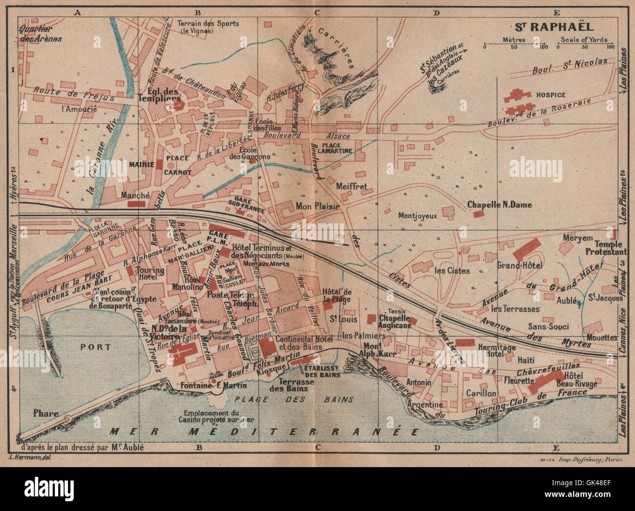ST. RAPHAËL vintage town city plan de la ville. St Raphael. Var, 1925 ...