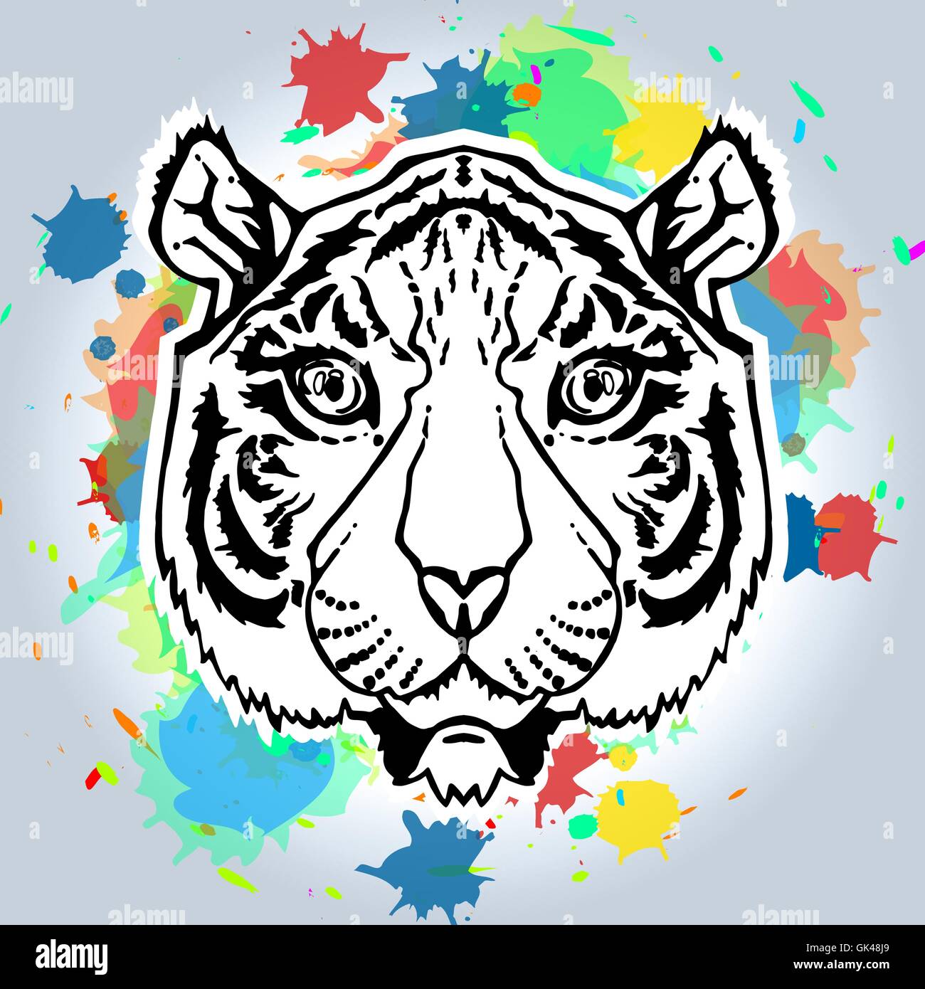 Illustration of isolated tiger head in vintage style with spots for ...