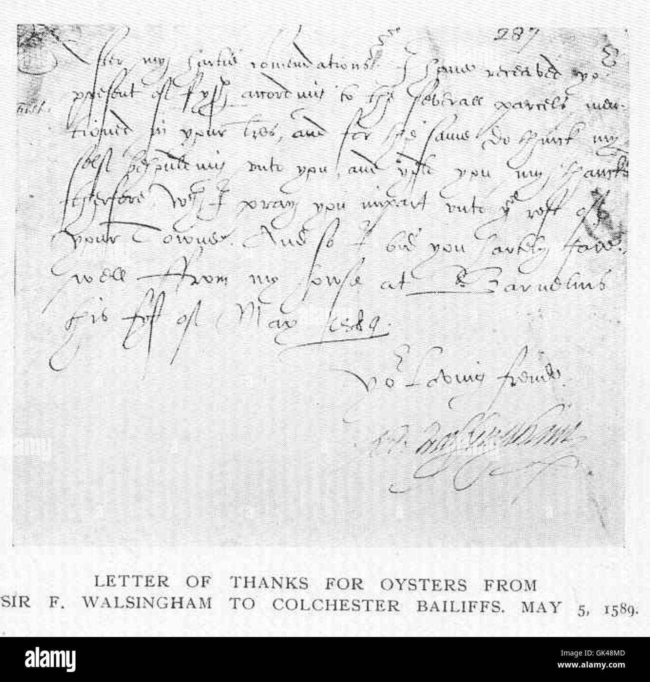 A letter dated May 5, 1589, from Sir Francis Walsingham to the Bailiffs ...