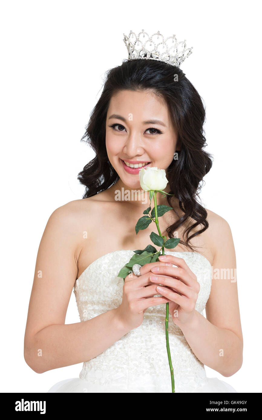 One woman beauty flowers face Cut Out Stock Images & Pictures - Alamy