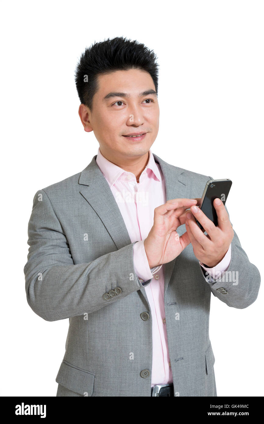 Studio shot business man calling Stock Photo - Alamy