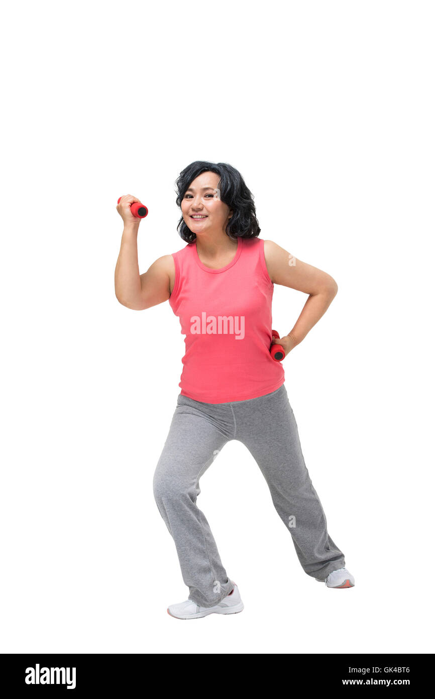 Dumbbells in the elderly Stock Photo - Alamy