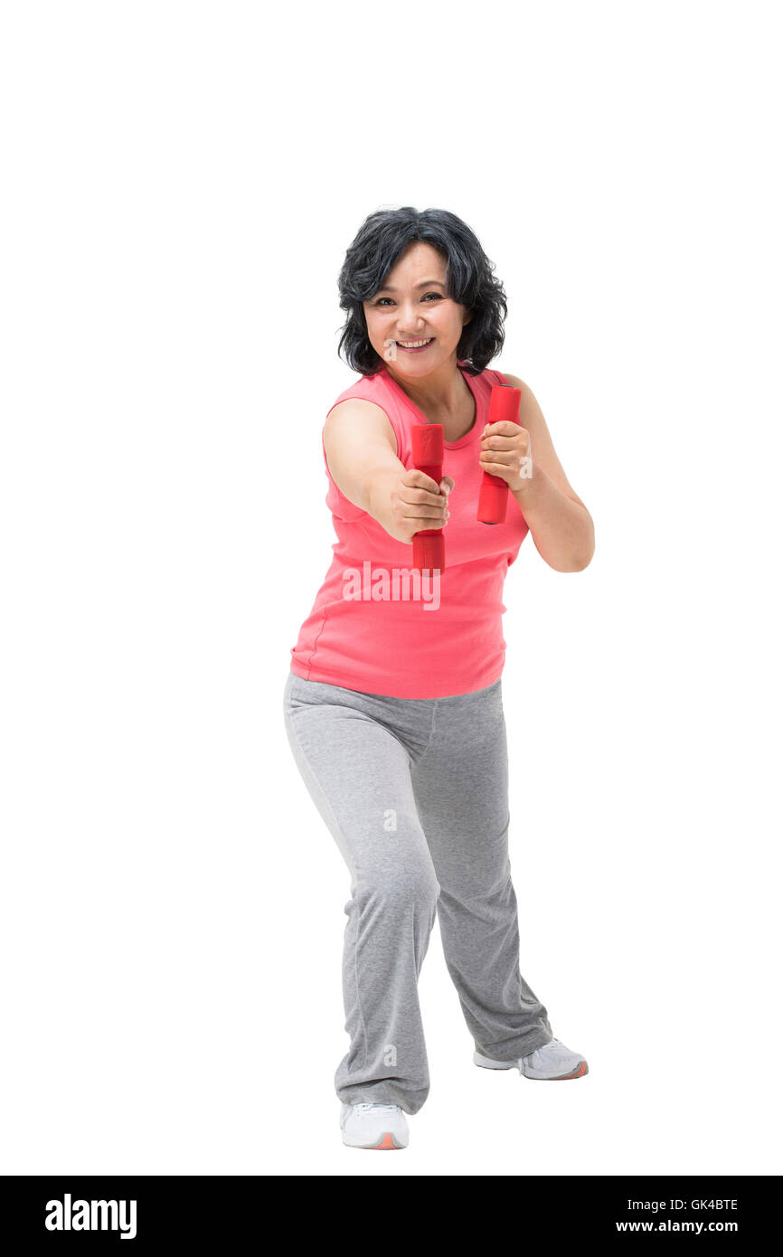 Dumbbells in the elderly Stock Photo - Alamy