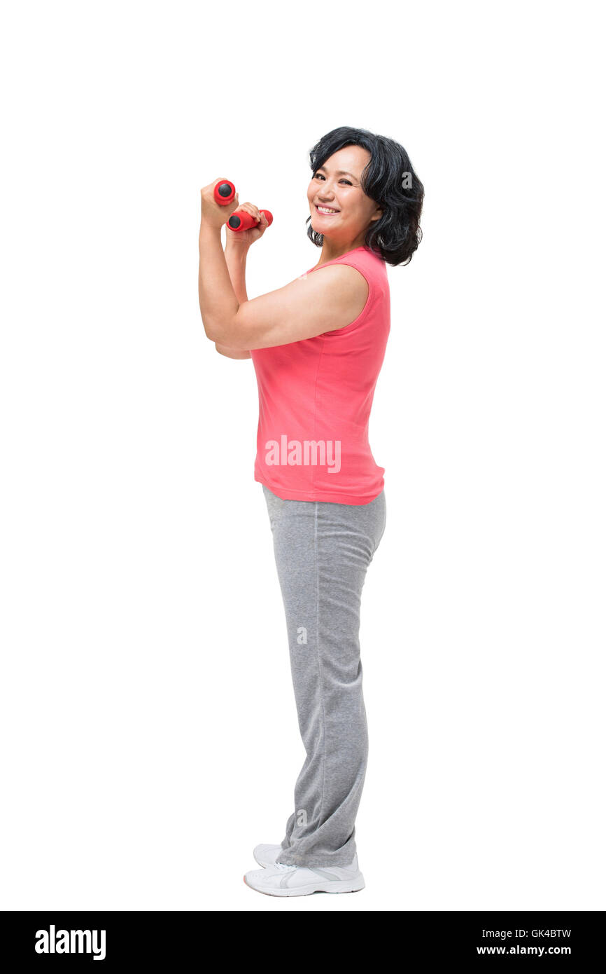 Dumbbells in the elderly Stock Photo - Alamy