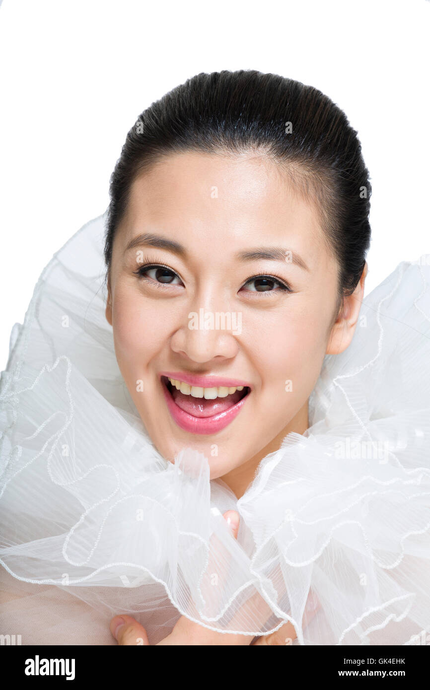 Studio shot young woman's facial expressions Stock Photo - Alamy