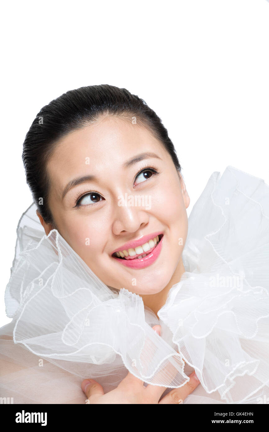 Studio shot young woman's facial expressions Stock Photo - Alamy