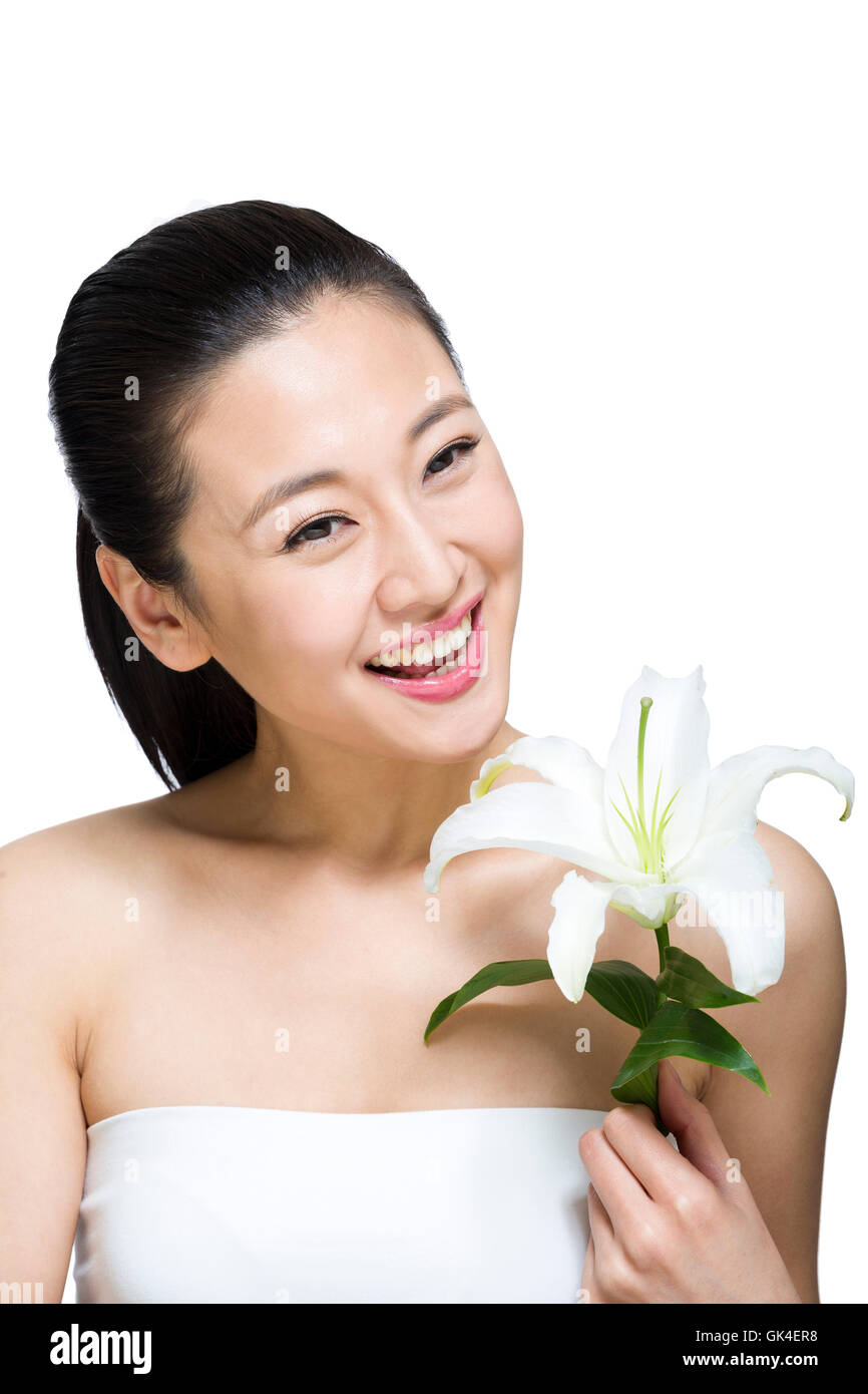 Studio shot young woman's facial expressions Stock Photo - Alamy