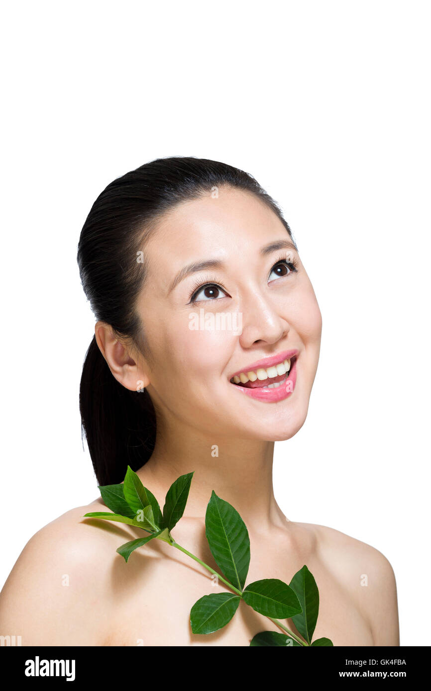 Studio shot young woman's facial expressions Stock Photo - Alamy