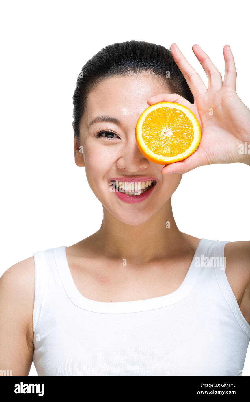 Studio shot young woman's facial expressions Stock Photo - Alamy