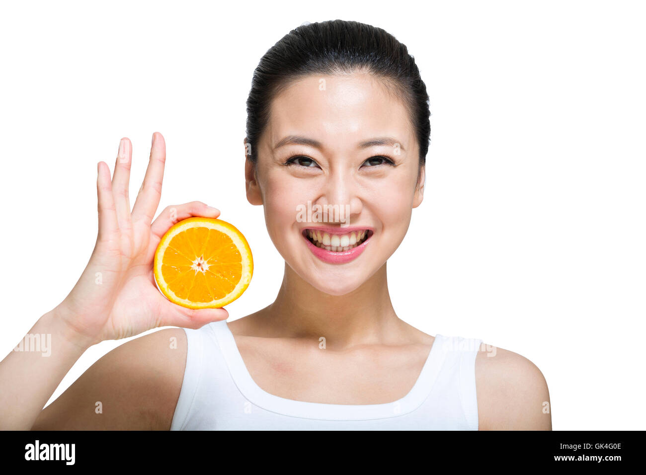 Studio shot young woman's facial expressions Stock Photo - Alamy