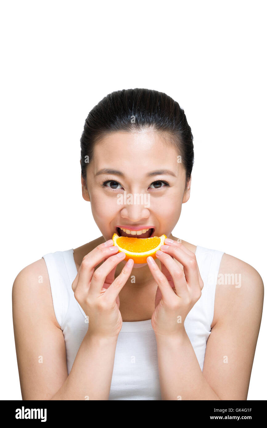 Studio shot young woman's facial expressions Stock Photo - Alamy