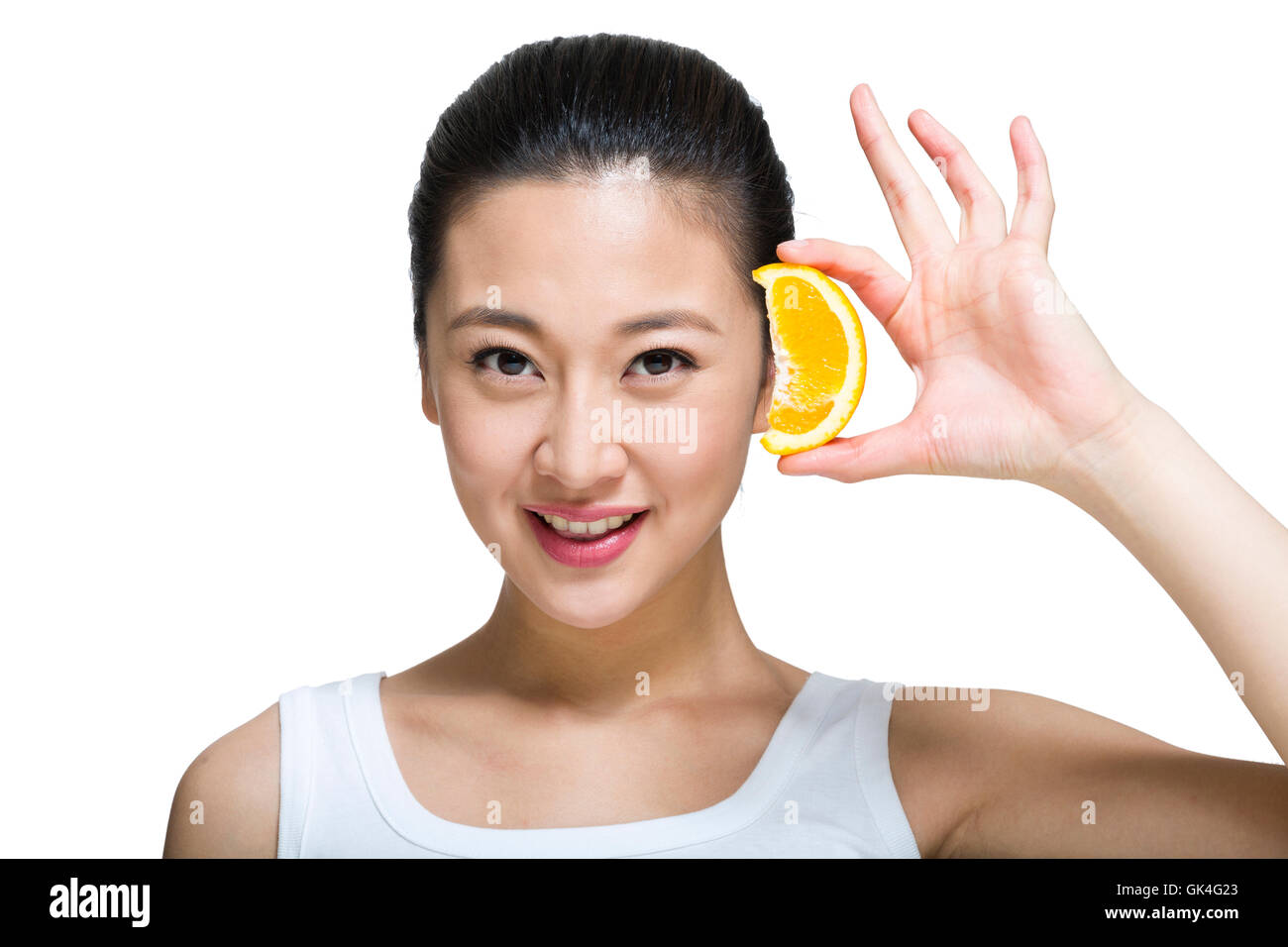 Studio shot young woman's facial expressions Stock Photo - Alamy