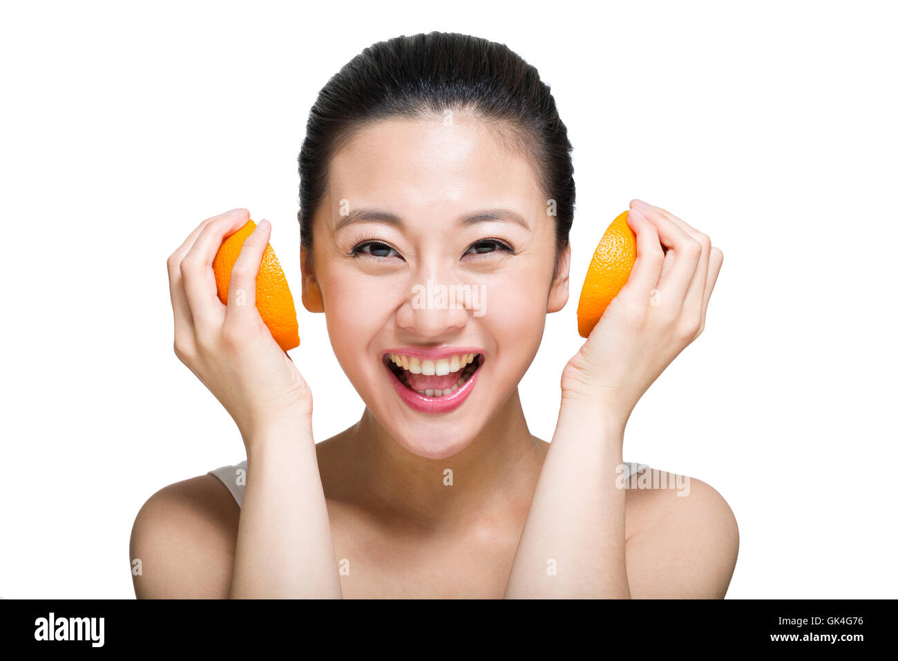 Studio shot young woman's facial expressions Stock Photo - Alamy