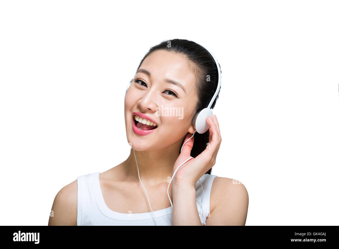 Studio shot young woman's facial expressions Stock Photo - Alamy