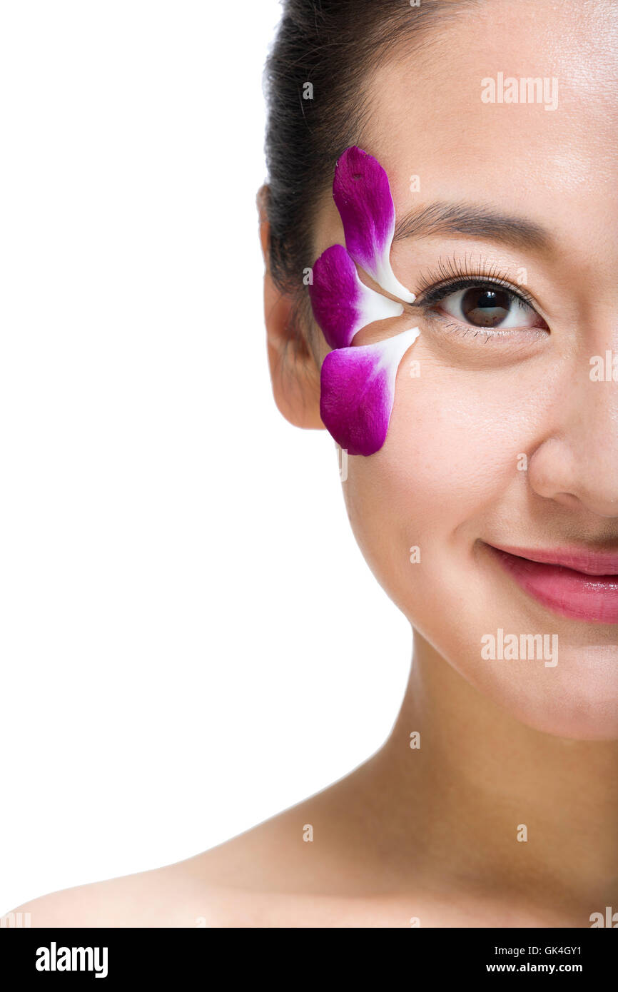 Studio shot young woman's facial expressions Stock Photo - Alamy