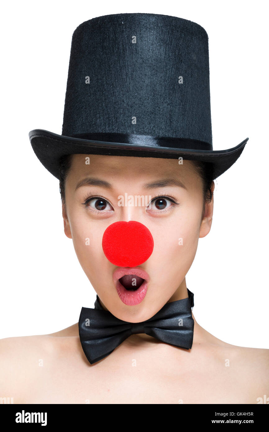 Studio shot of beautiful woman wearing a hat facial expression Stock ...