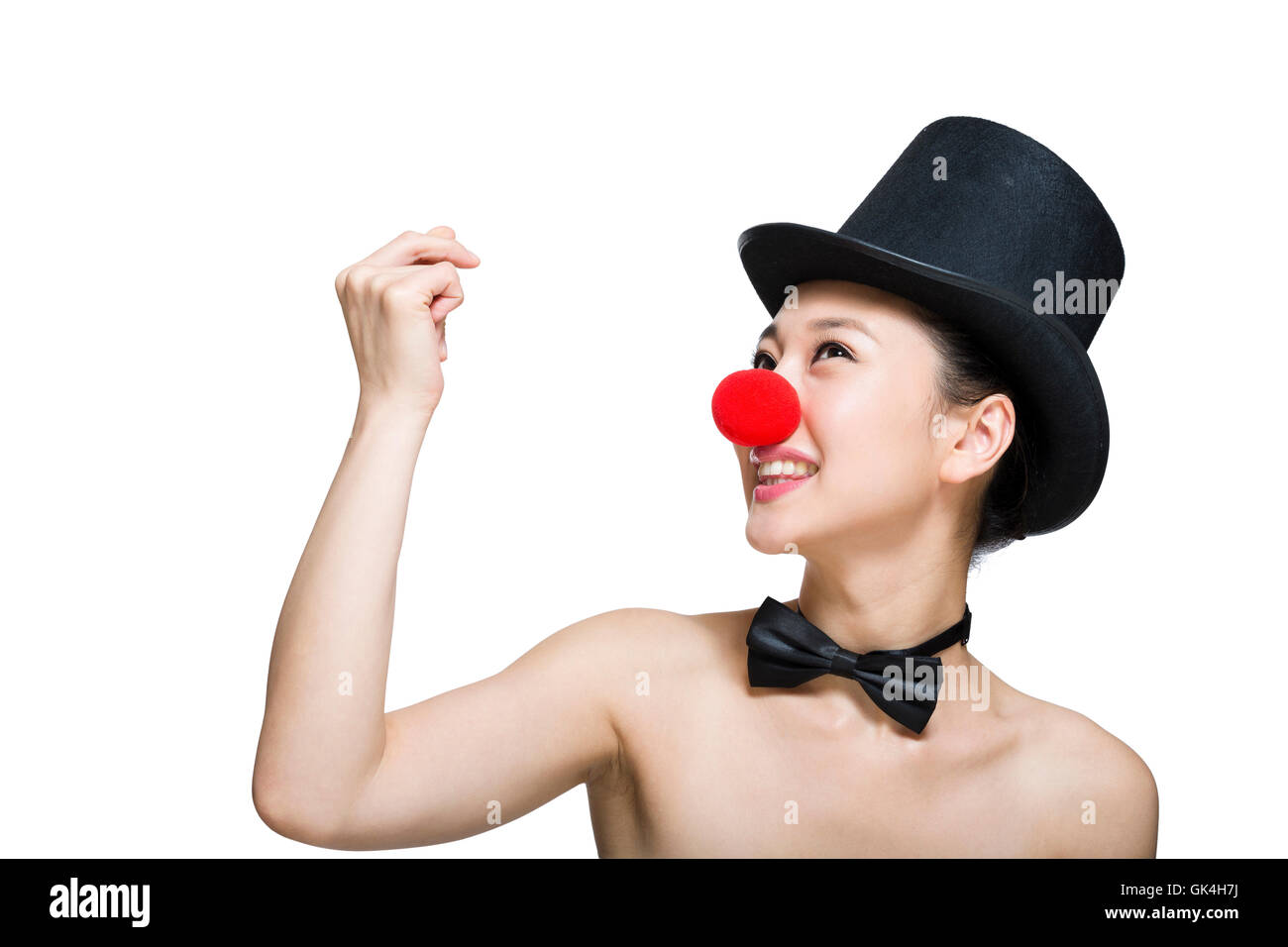 Studio shot of beautiful woman wearing a hat facial expression Stock ...