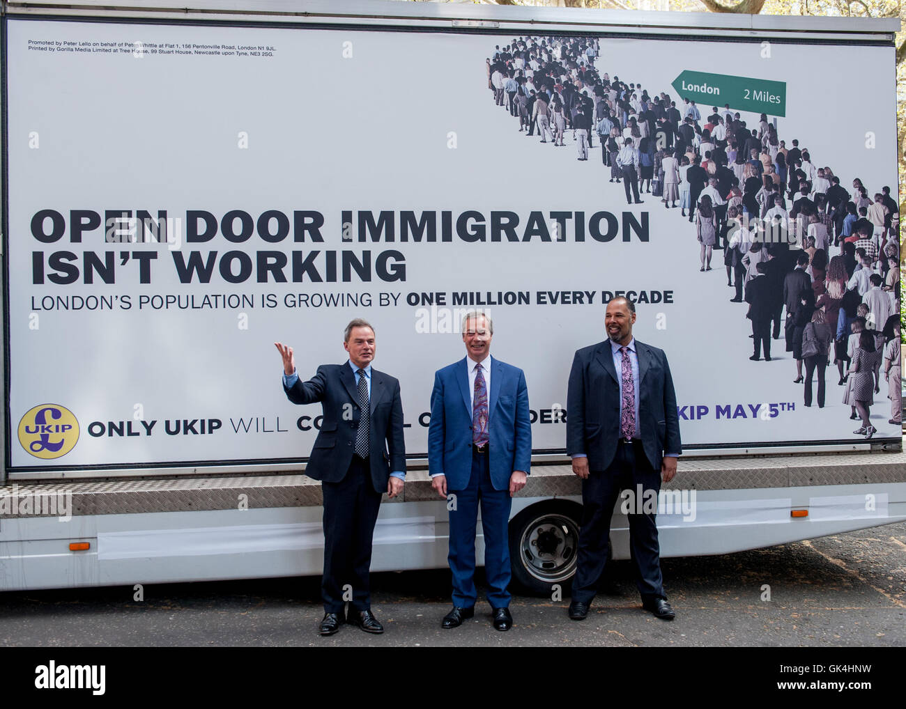 Nigel Farage, Leader of UKIP and Peter Whittle, UKIP's London Mayoral ...