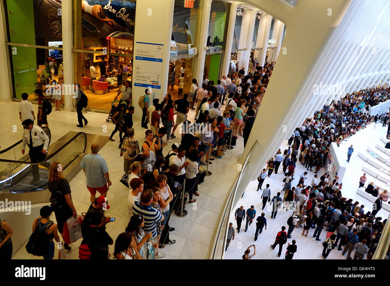 The crowd inside the Oculus on Grand opening day of the Westfield Mall ...