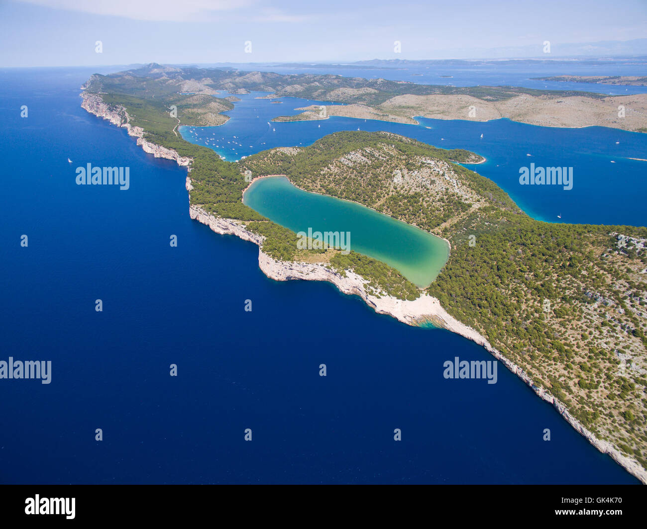 aerial view of the Slano lake in nature park Telascica, Croatia Stock ...