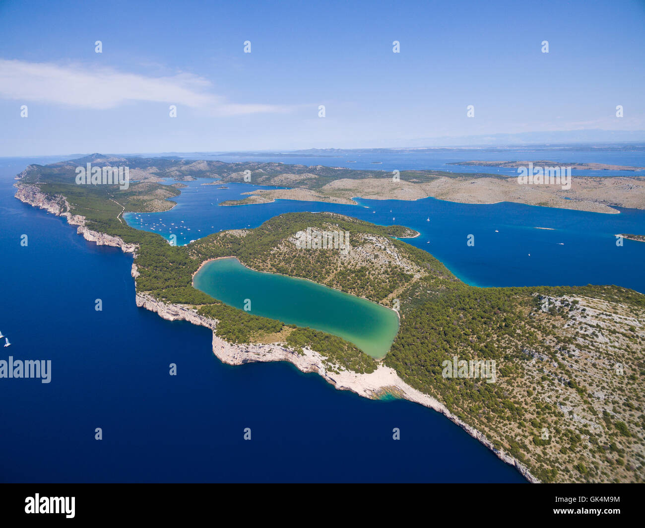 aerial view of the Slano lake in nature park Telascica, Croatia Stock ...