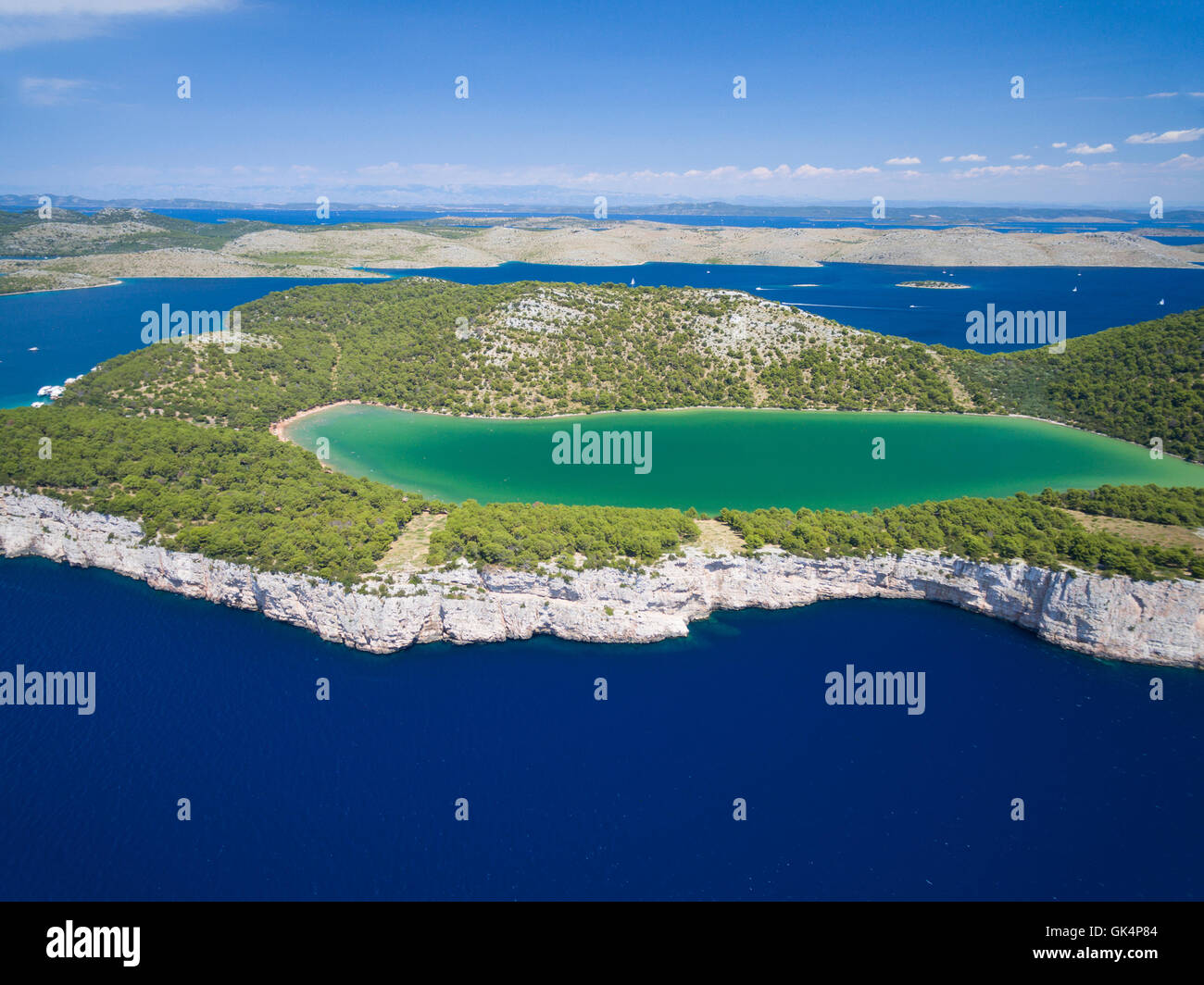 aerial view of the Slano lake in nature park Telascica, Croatia Stock ...