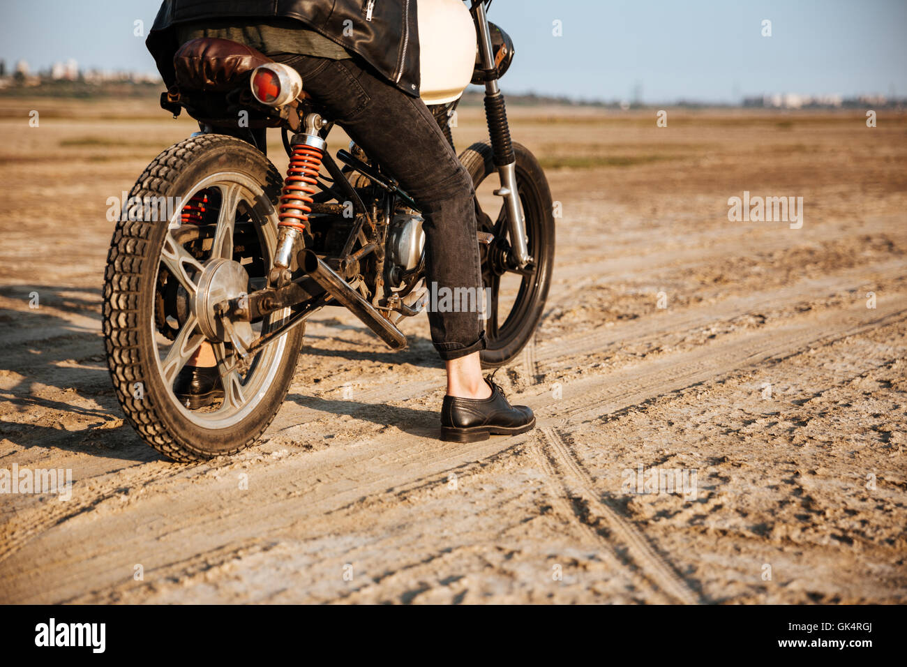 Man motorcycle back view hi-res stock photography and images - Alamy