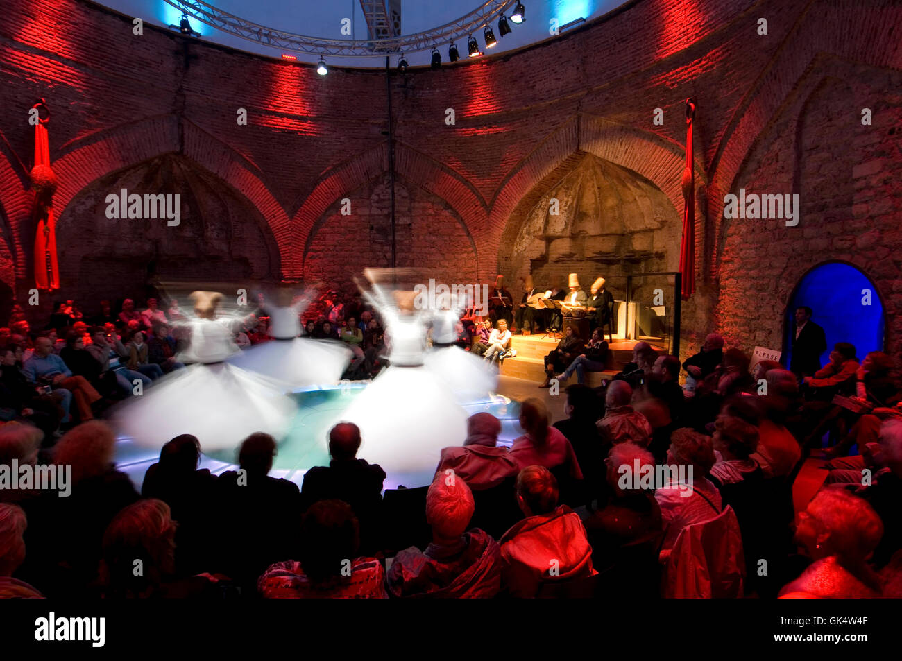 Istanbul, Turkey --- Sufi Dervish dancers performing at the Blue Mosque ...