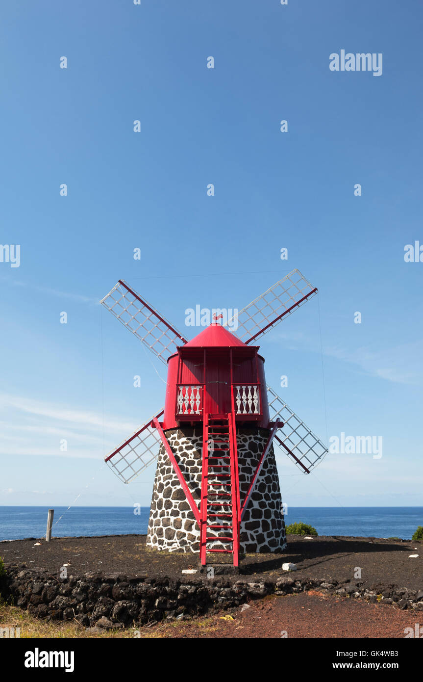 portugal windmill azores Stock Photo - Alamy