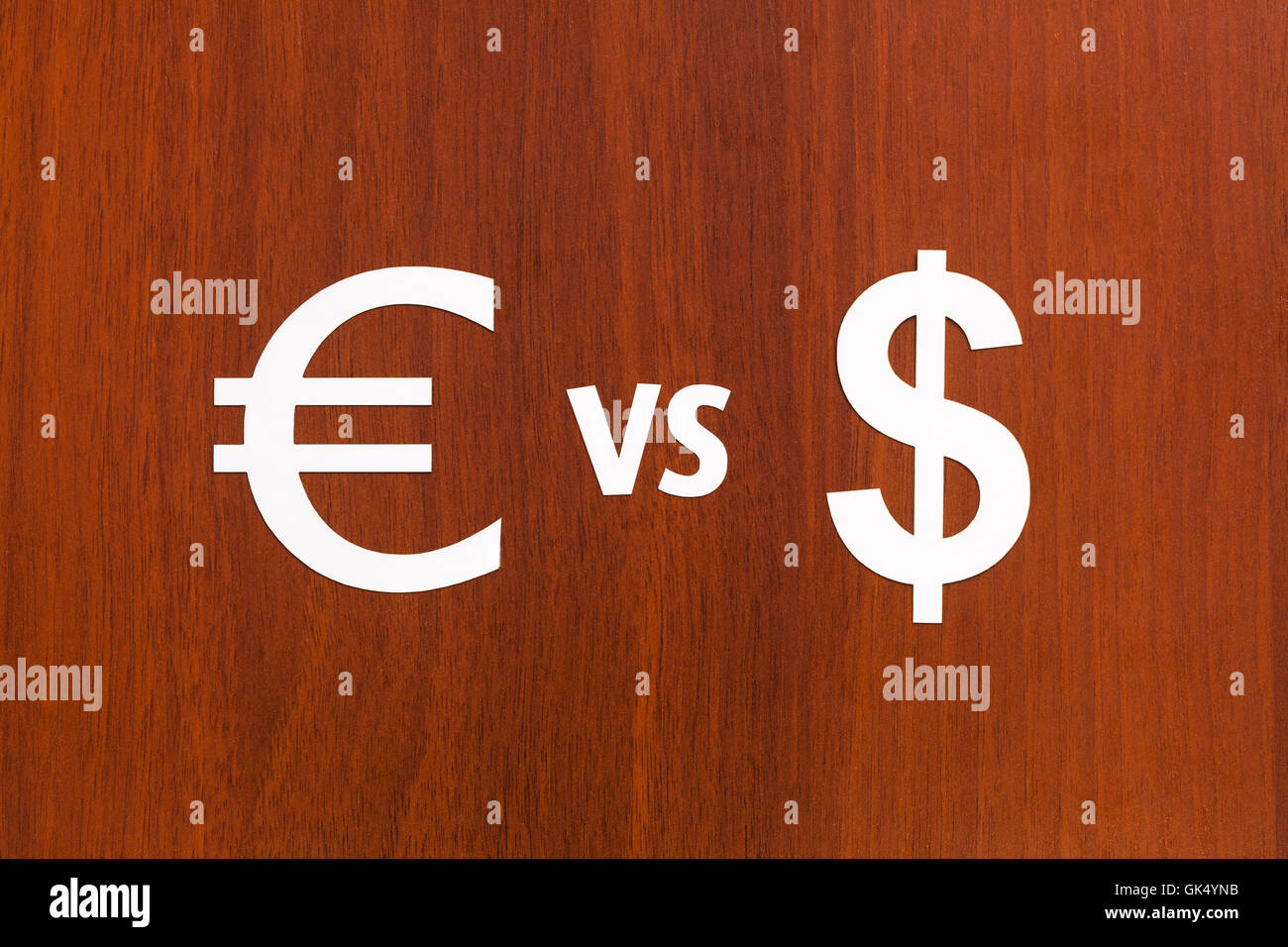 Paper currency signs, Euro VS Dollar. Abstract conceptual image Stock ...