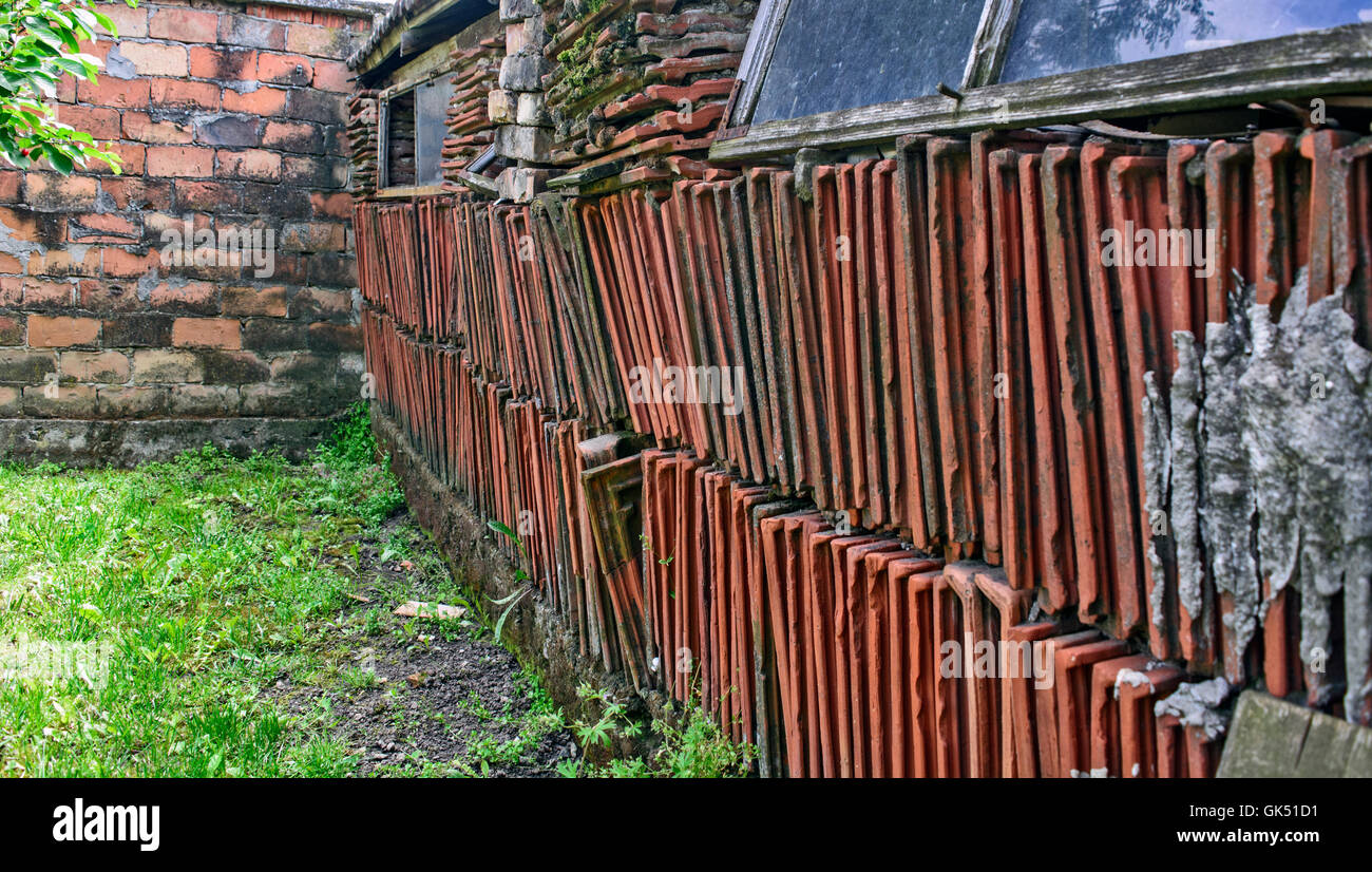 The old dilapidated building that was built on the tiles Stock Photo ...