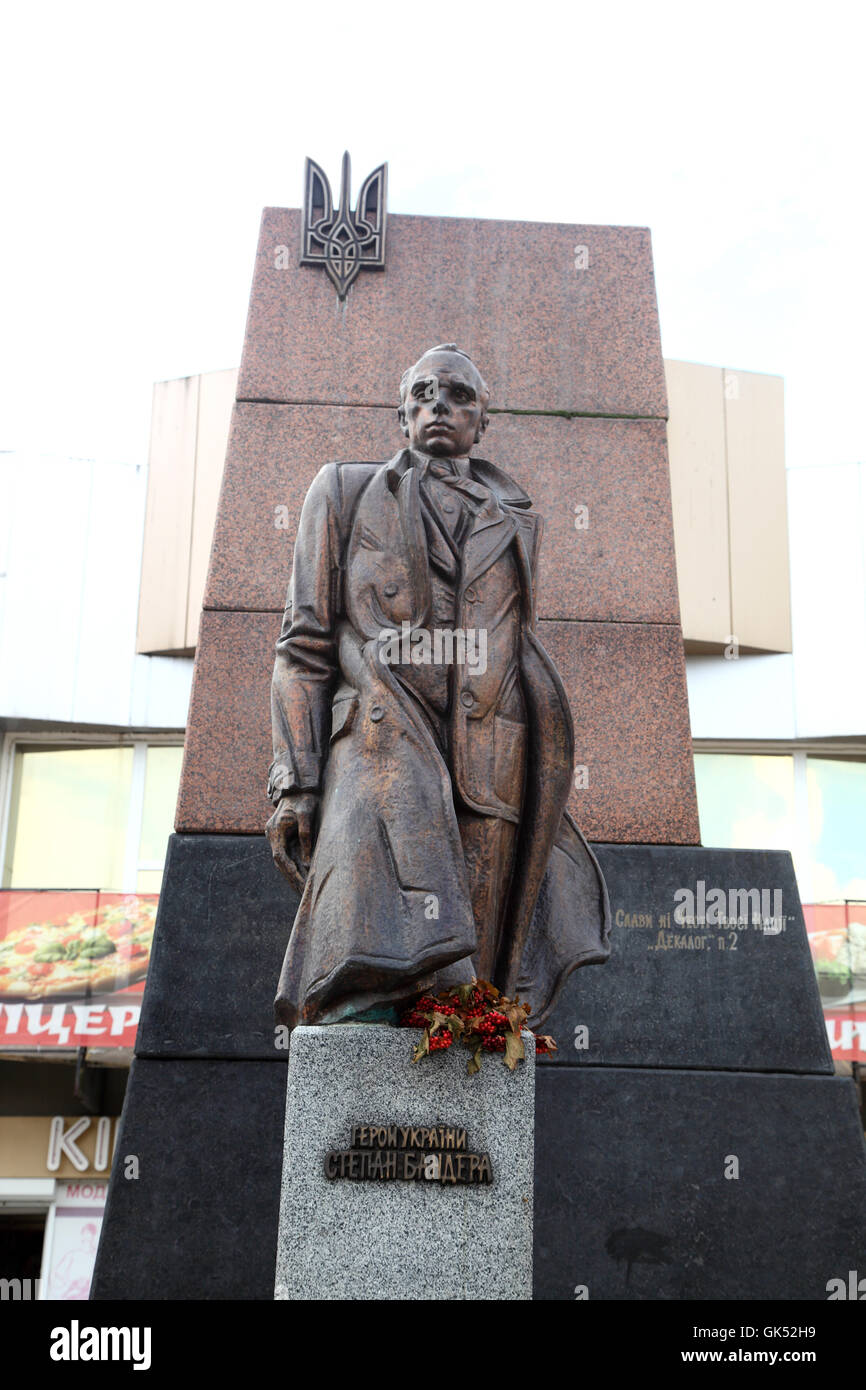 Monument to the Hero of Ukraine to Stepan Bandera. Truskavets. Ukraine ...
