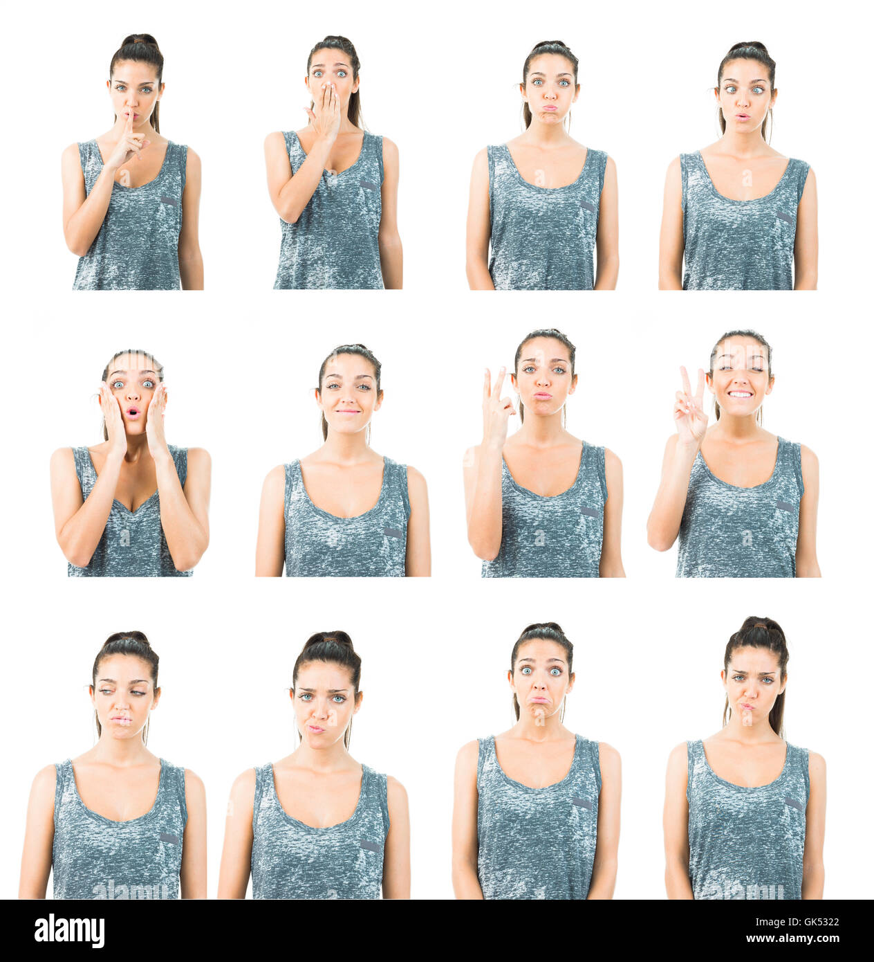 cute young woman in different expression collage Stock Photo - Alamy