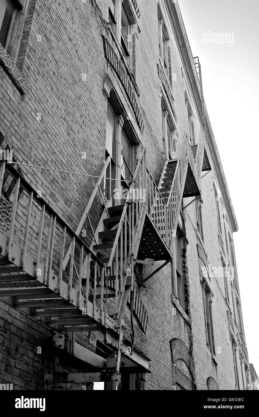 Fire escape stairs Black and White Stock Photos & Images - Alamy