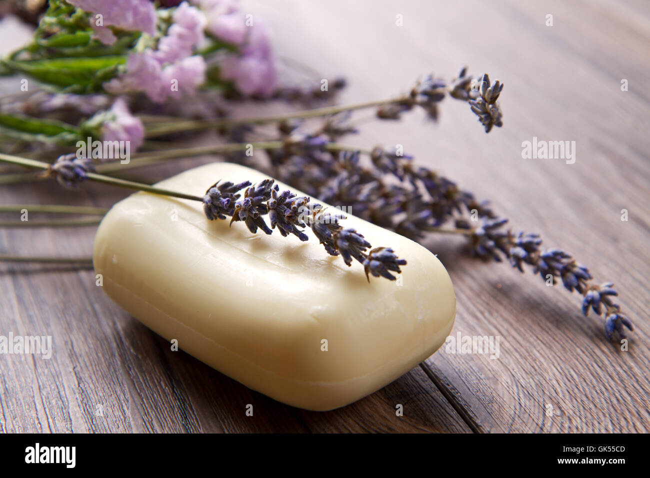 Spa still life bath lilac salt hi-res stock photography and images - Alamy