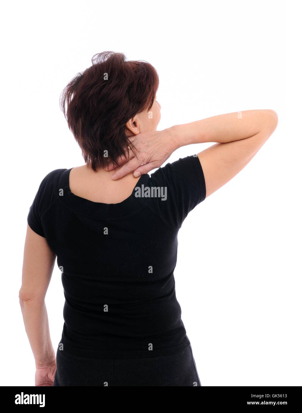 Woman touching painful nape hi-res stock photography and images - Alamy
