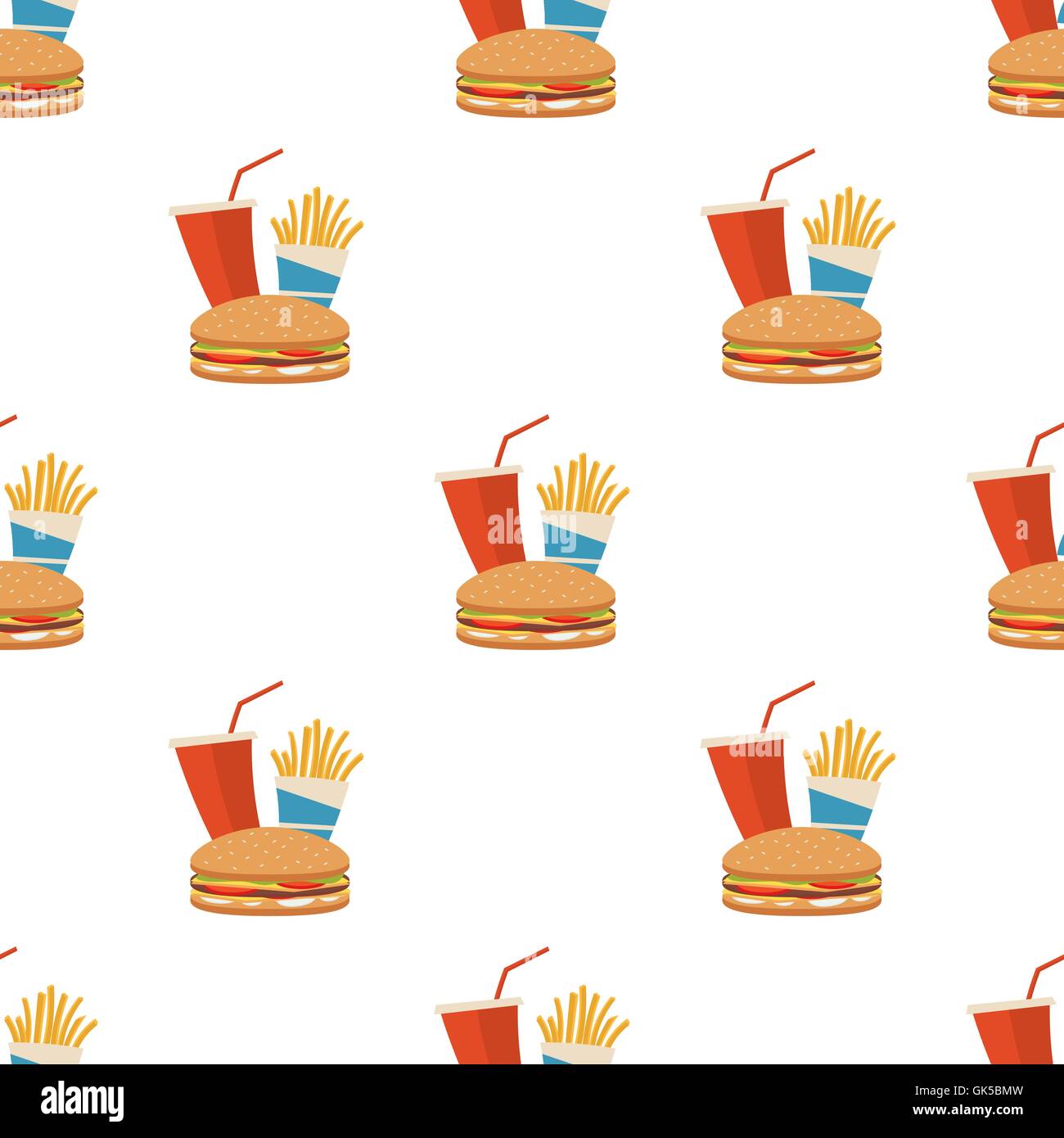 Seamless fast food pattern Stock Vector Image & Art - Alamy