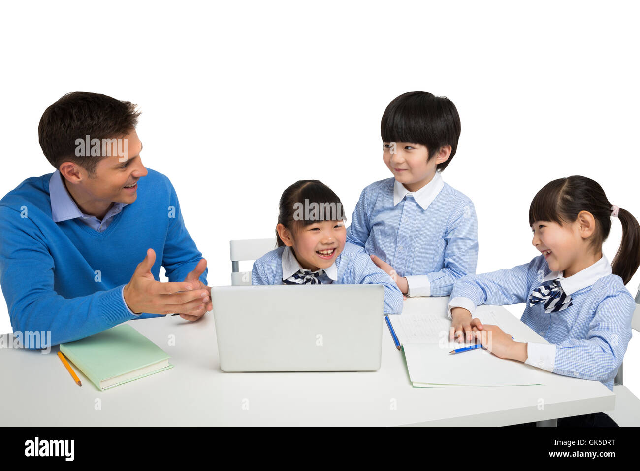 Male teacher and children Stock Photo - Alamy