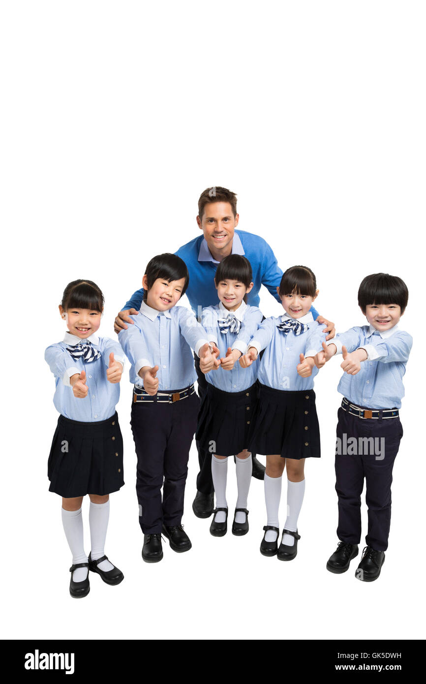 Male teacher and children Stock Photo - Alamy