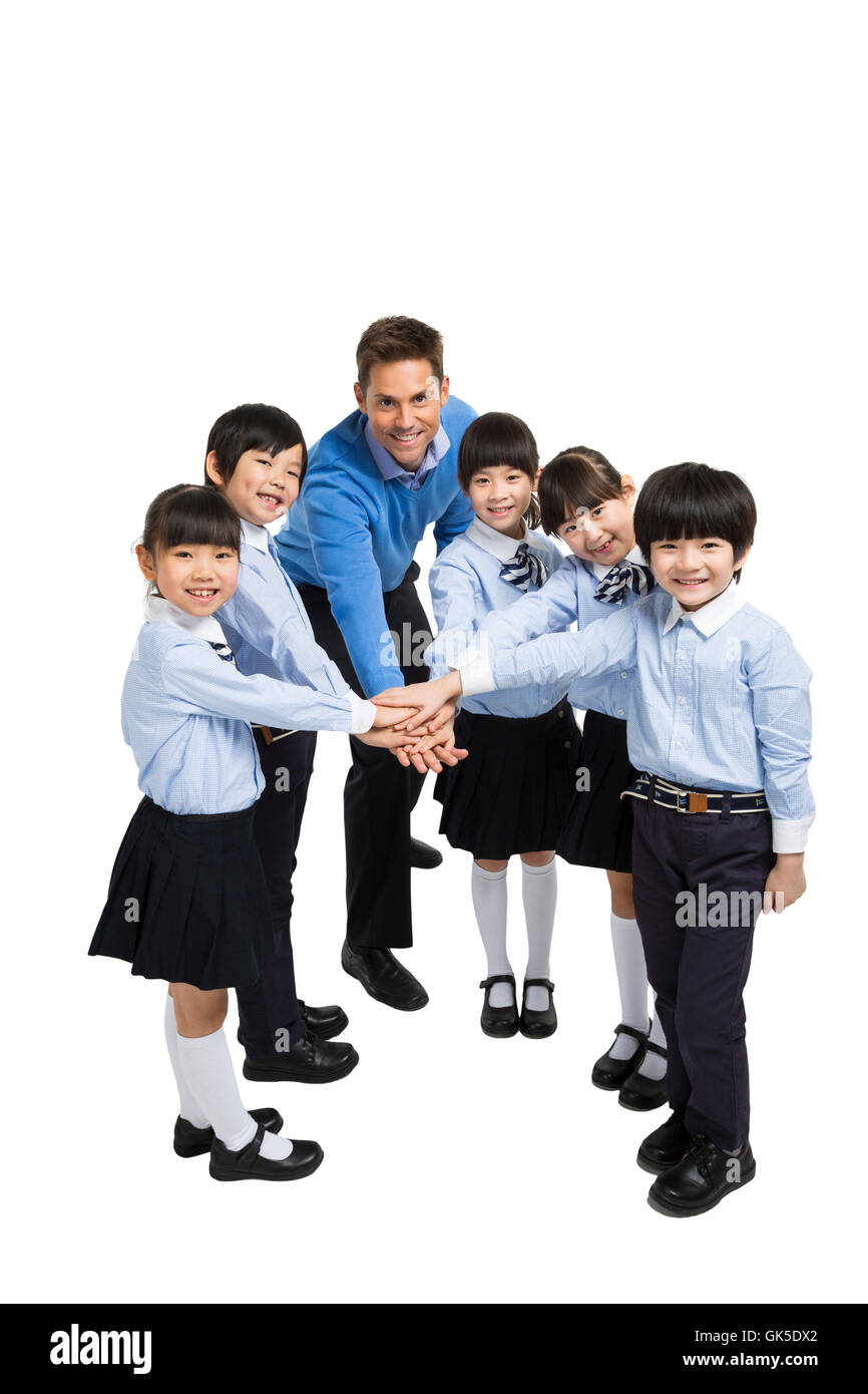 Male teacher and children Stock Photo - Alamy