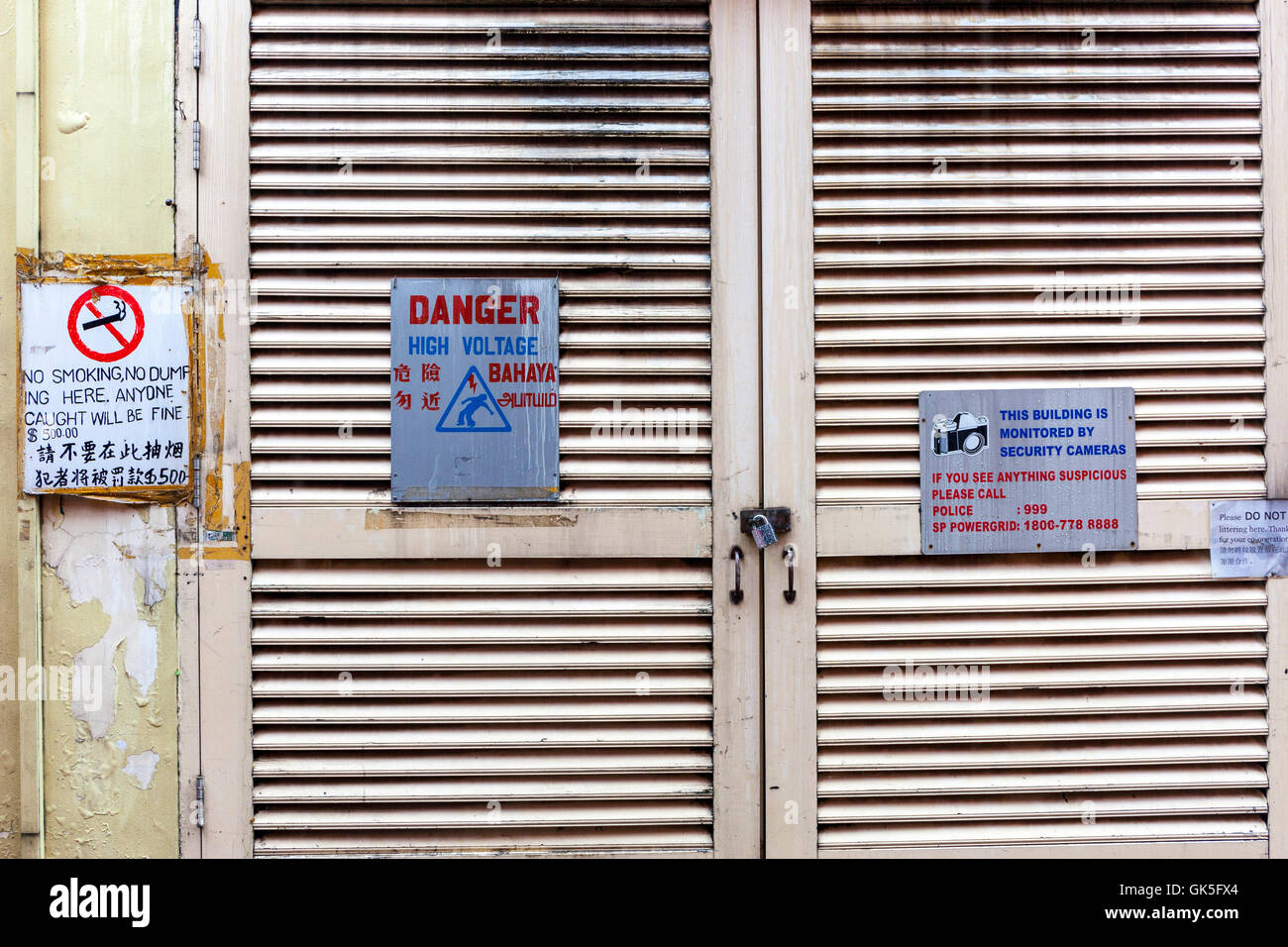 Singapore's various warning signs Stock Photo - Alamy