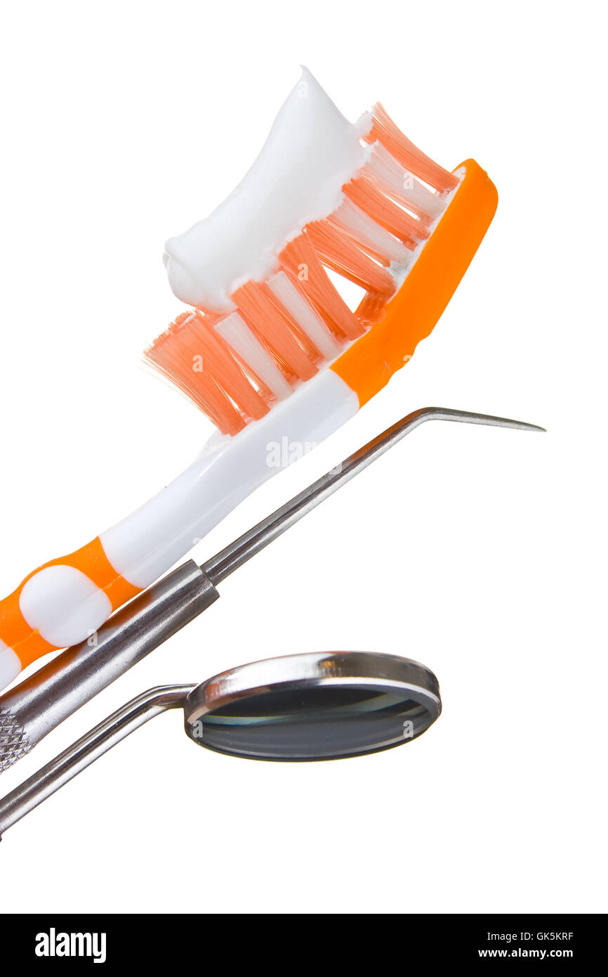 toothbrush and dental tools Stock Photo - Alamy