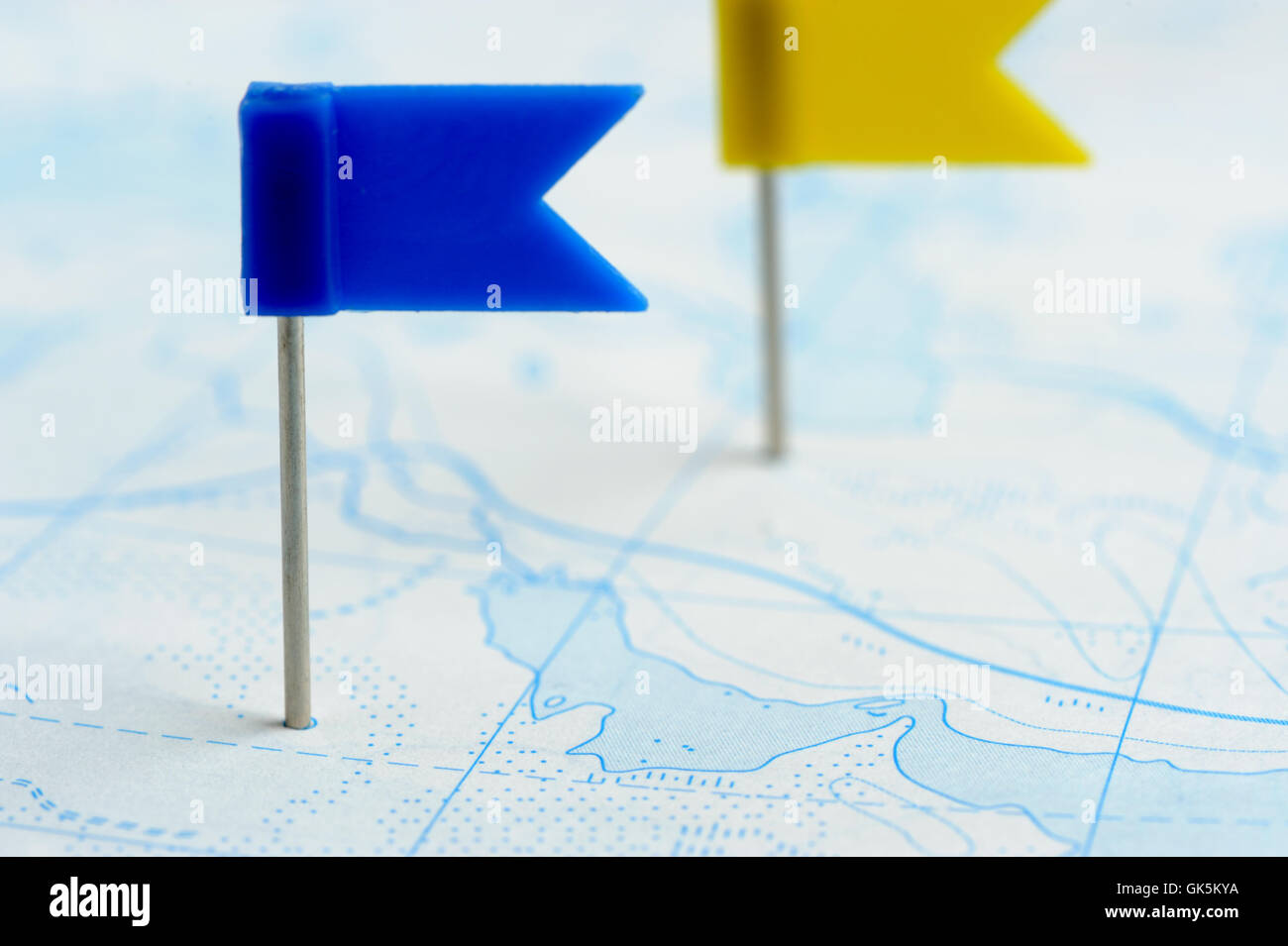 Flag a pin on map Stock Photo - Alamy