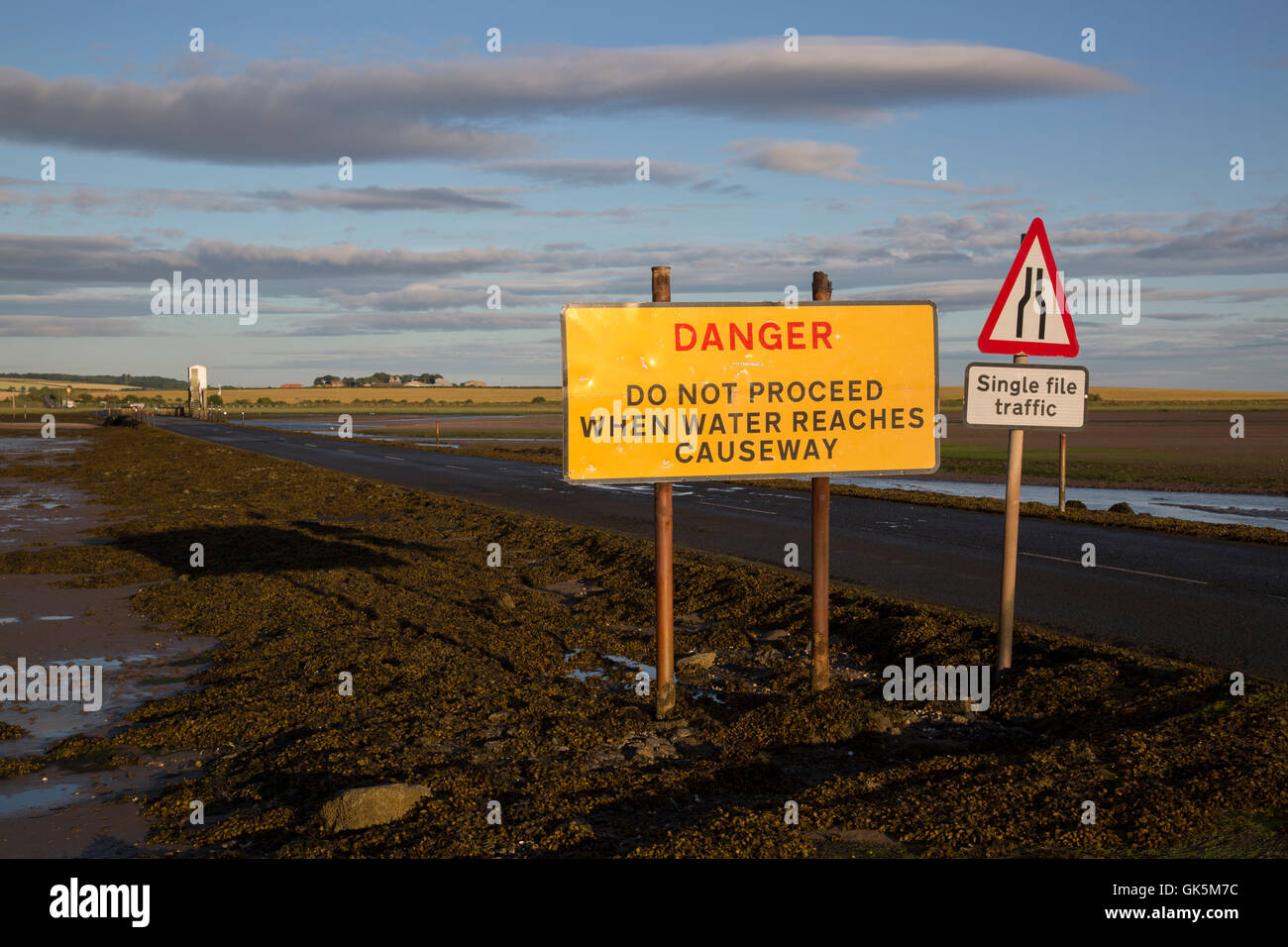Causeway Sign, Lindisfarne - Holy Island; Northumberland; England; UK ...