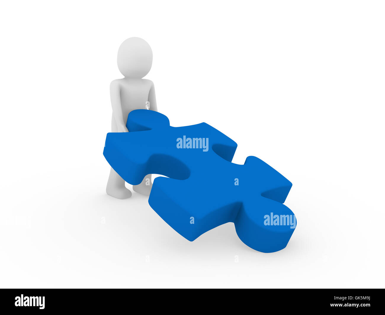 3d human puzzle blue Stock Photo - Alamy