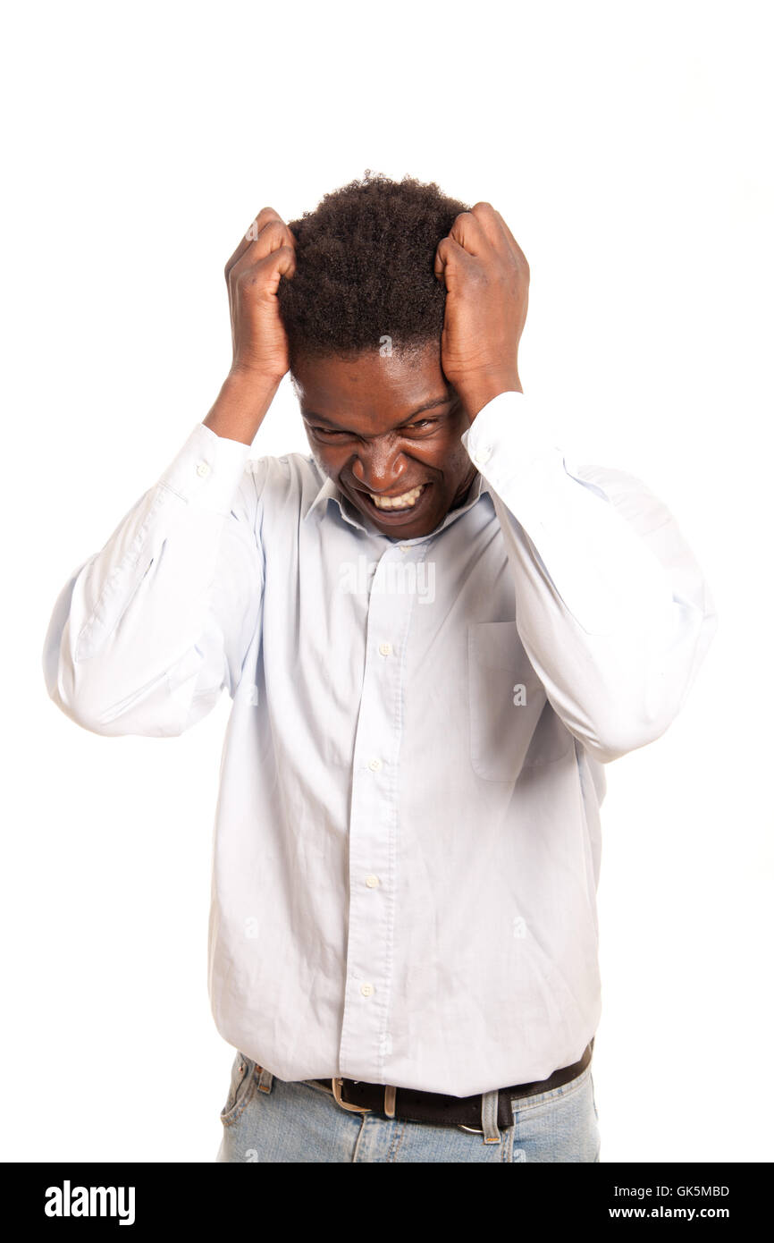 Black man frustrated white hi-res stock photography and images - Alamy
