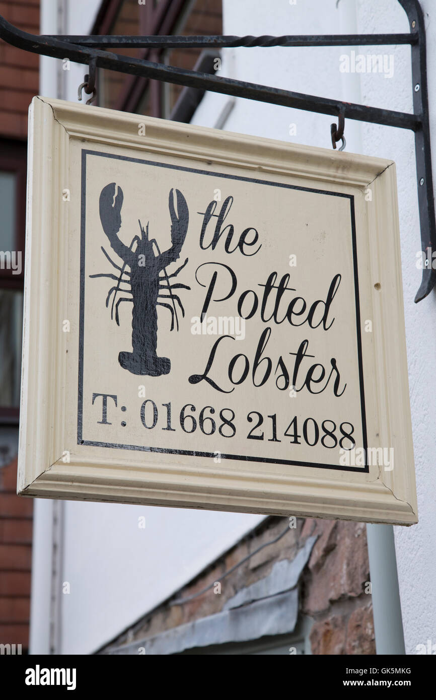 Potted Lobster Sign, Bamburgh, Northumberland; England; UK Stock Photo ...